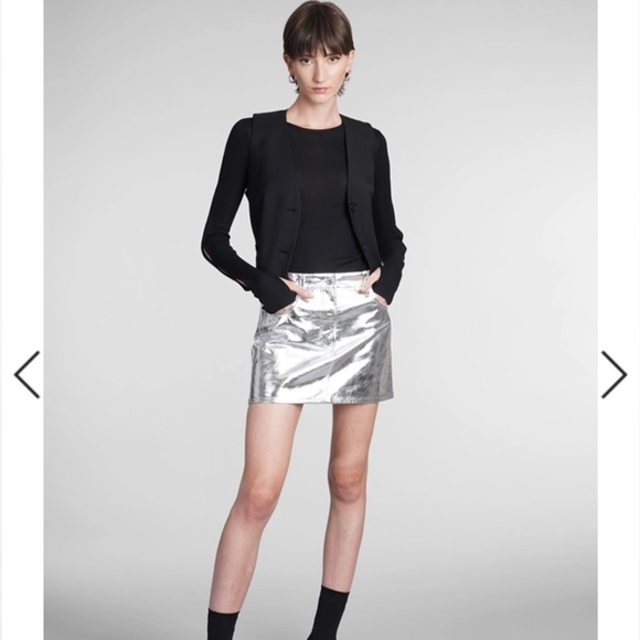 Helmut Lang | Skirts | Helmut Lang Silver Leather Mini Skirt | Poshmark
